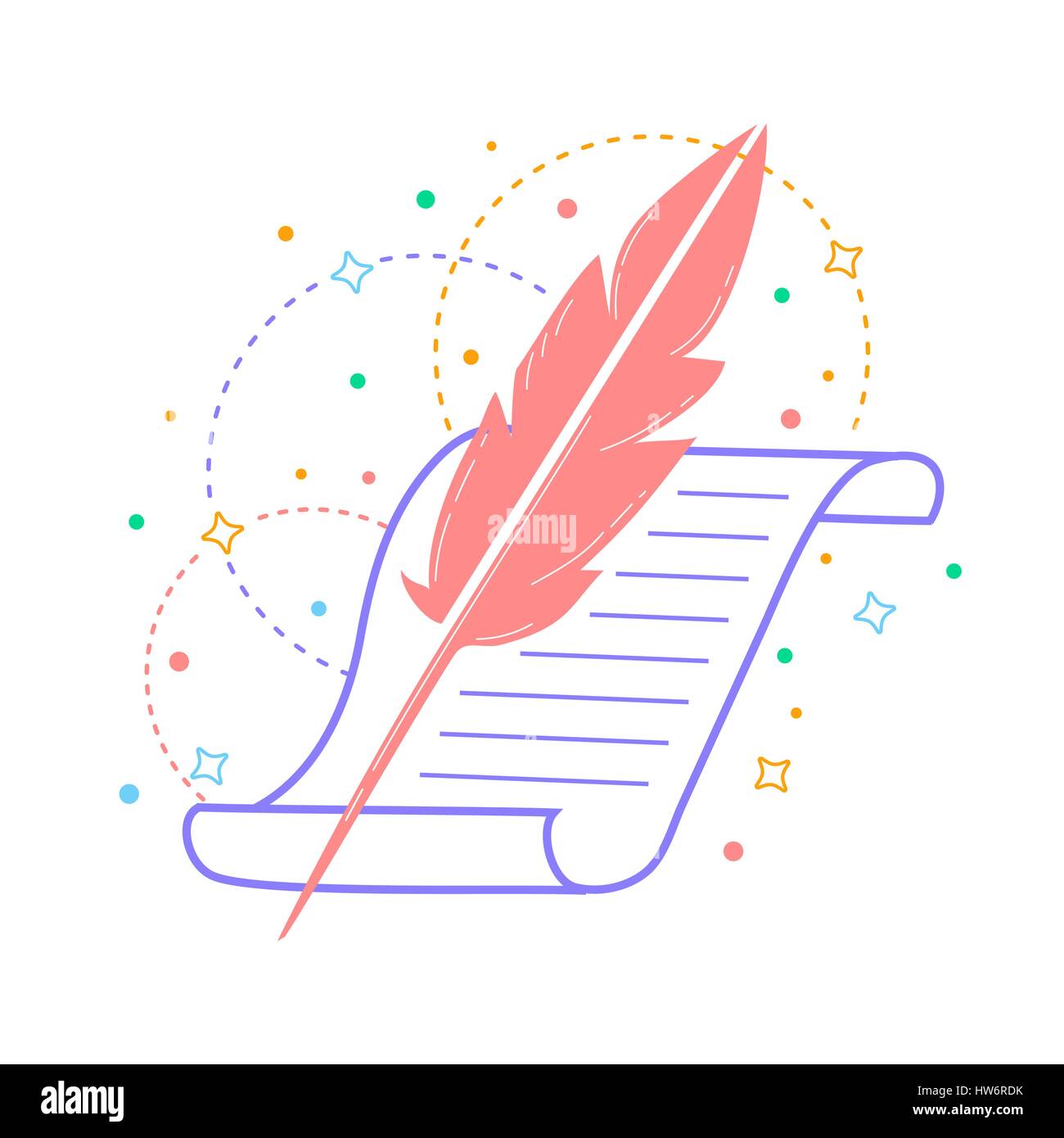 concept of inspiration in creativity, poetry, in the form of a pen and ...