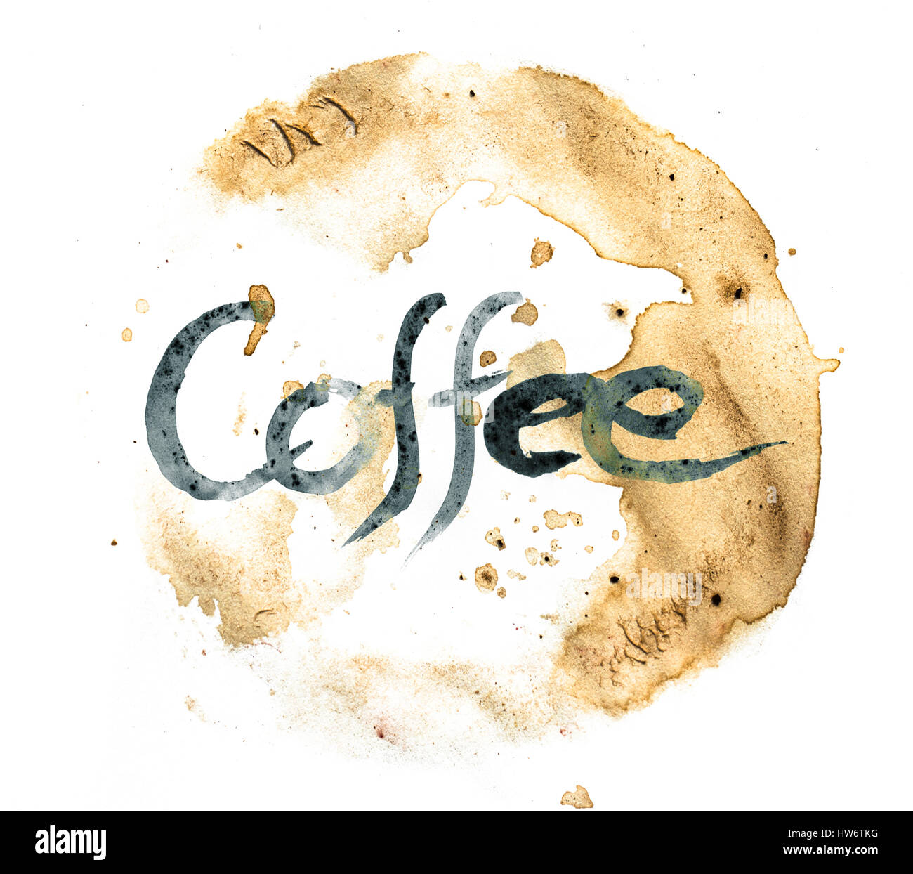 word coffee with coffee stains Stock Photo - Alamy