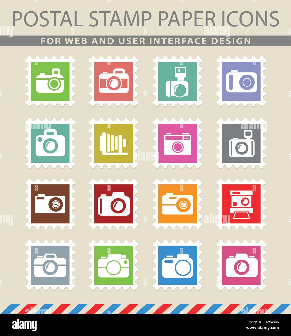 camera web icons on the postage stamps Stock Vector Image & Art - Alamy