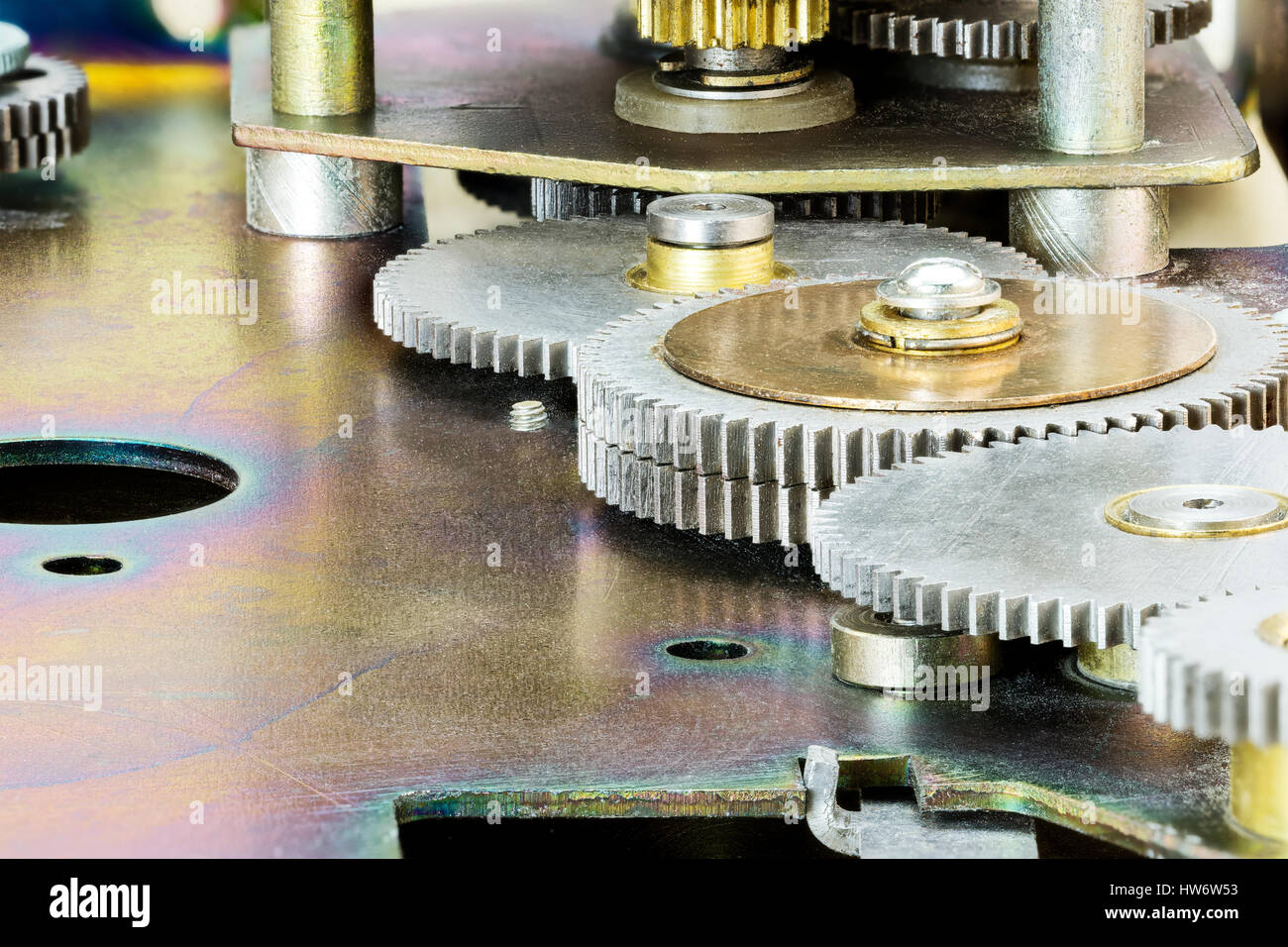 cog and wheel detail of gear mechanism macro view Stock Photo - Alamy