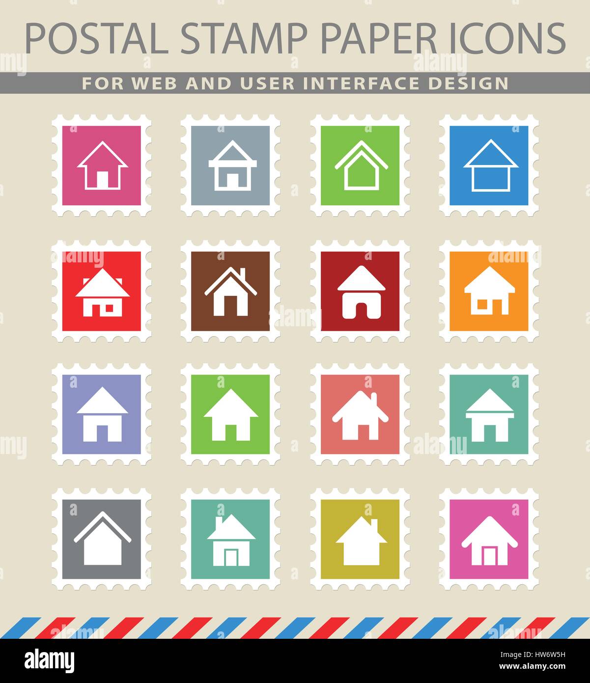 home web icons on the postage stamps Stock Vector Image & Art - Alamy