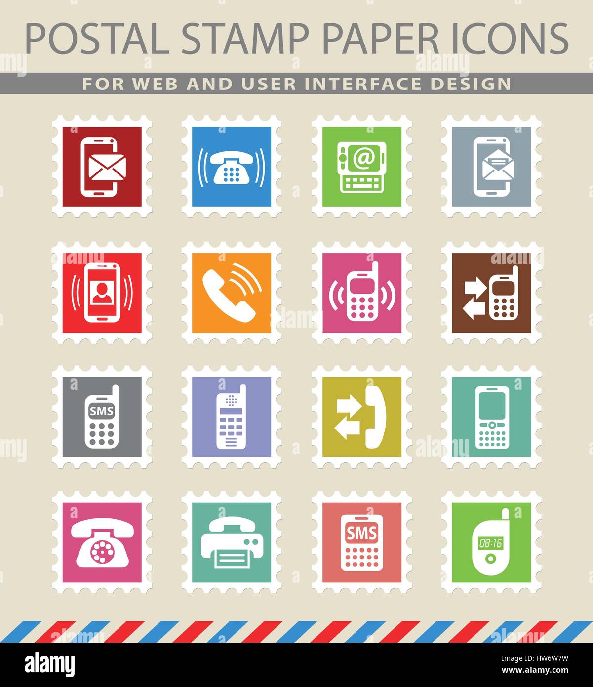 phone web icons on the postage stamps Stock Vector Image & Art - Alamy
