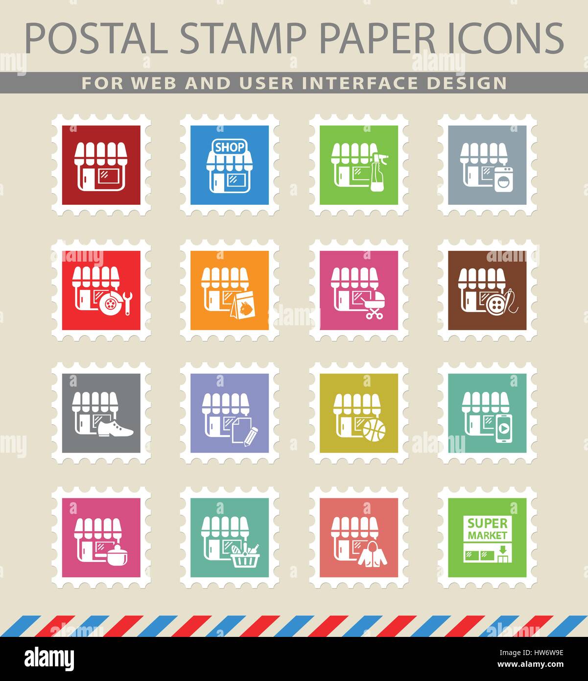 shop web icons on the postage stamps Stock Vector Image & Art - Alamy