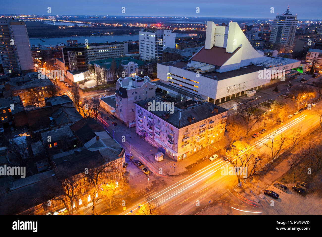 the top view on the night city. streets of the night city Stock Photo ...
