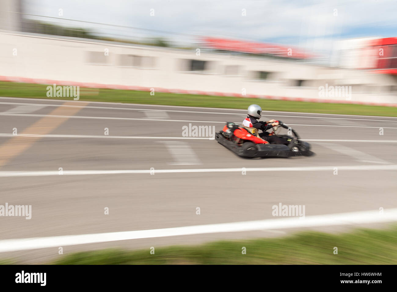 Races on kartings. Karting Stock Photo - Alamy