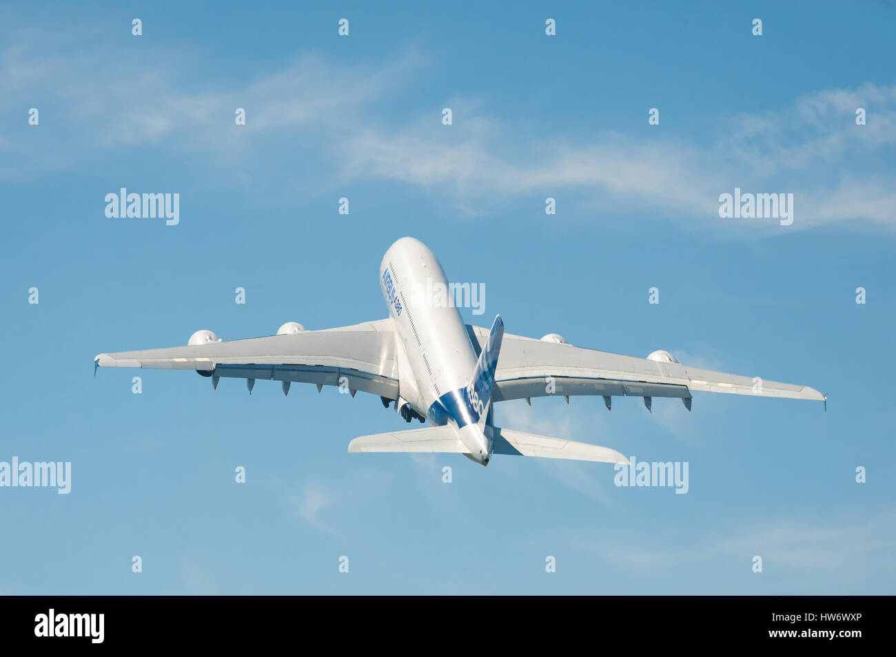 Graceful take-off for the giant Airbus A380 double-decker jet airliner ...