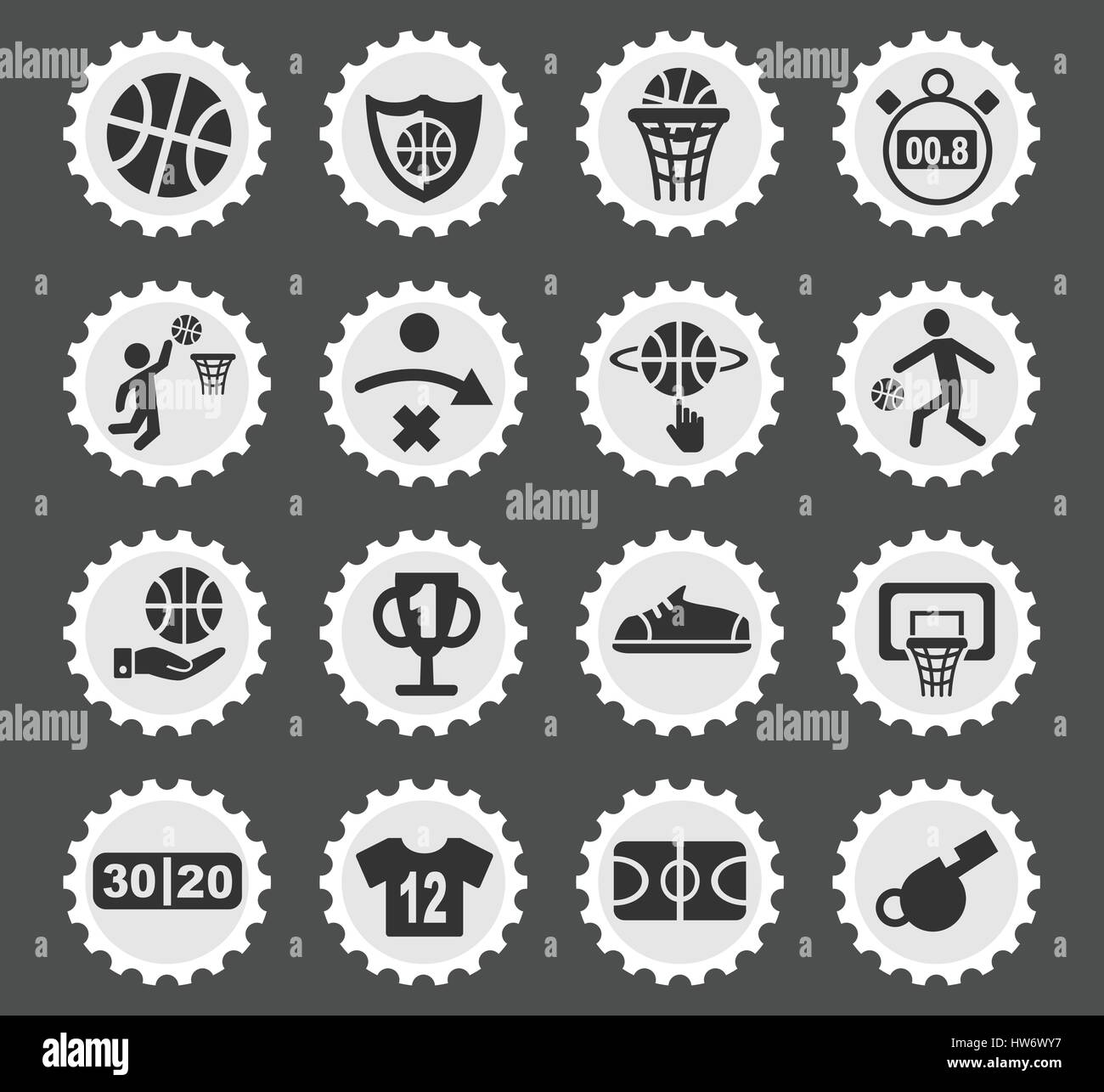 basketball icon set web icons for user interface design Stock Vector ...