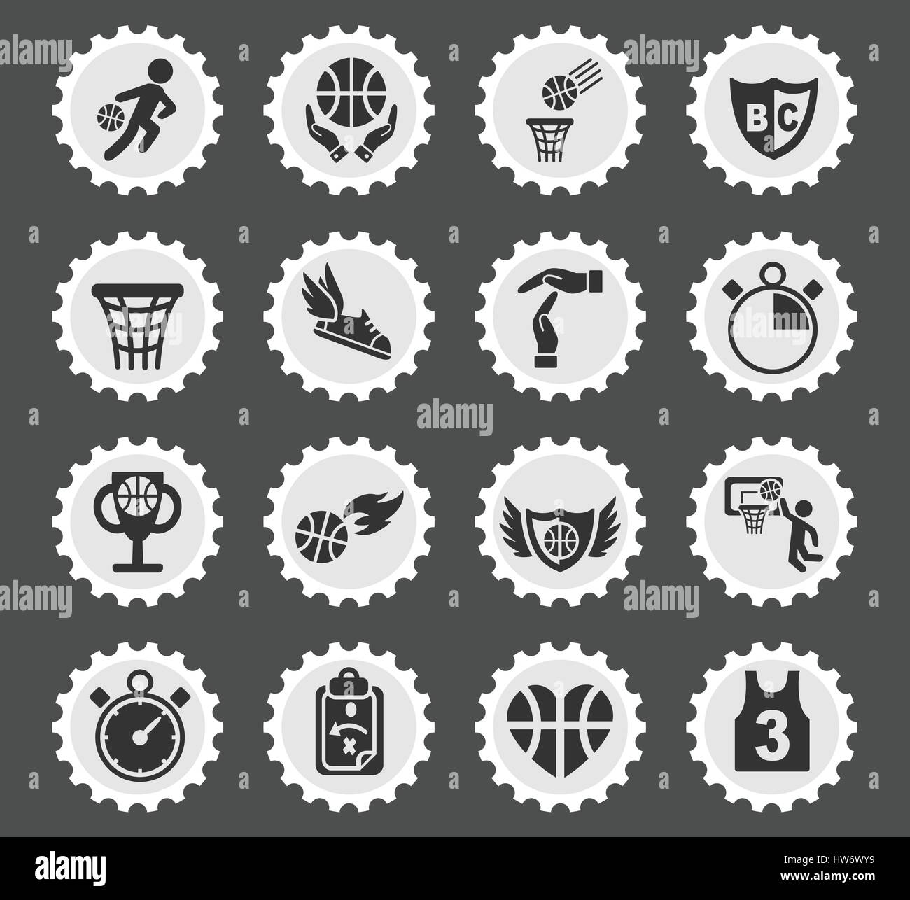 basketball icon set web icons for user interface design Stock Vector ...