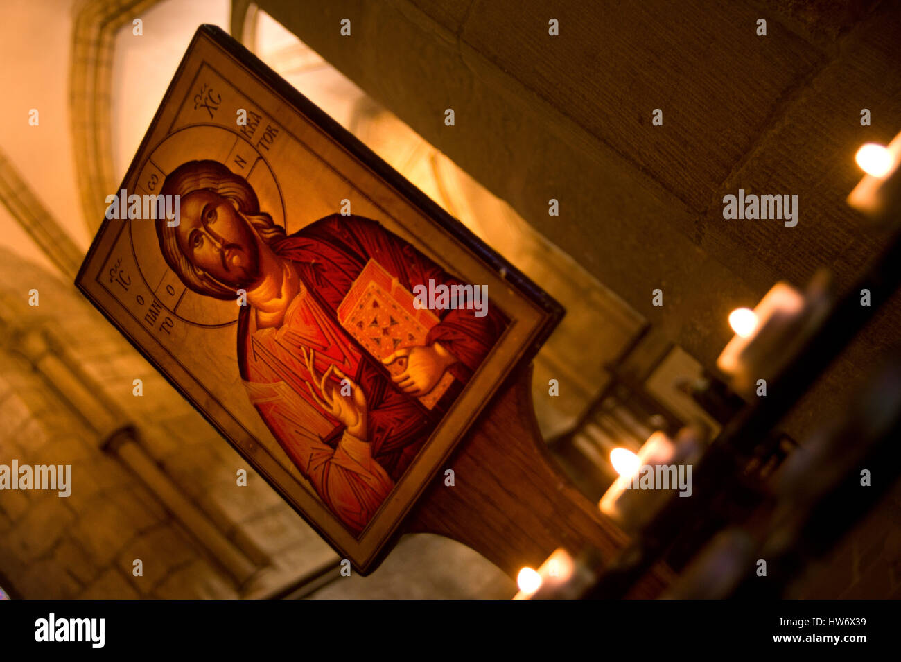 Religious painting in Hexham Abbey, Northumberland Stock Photo - Alamy