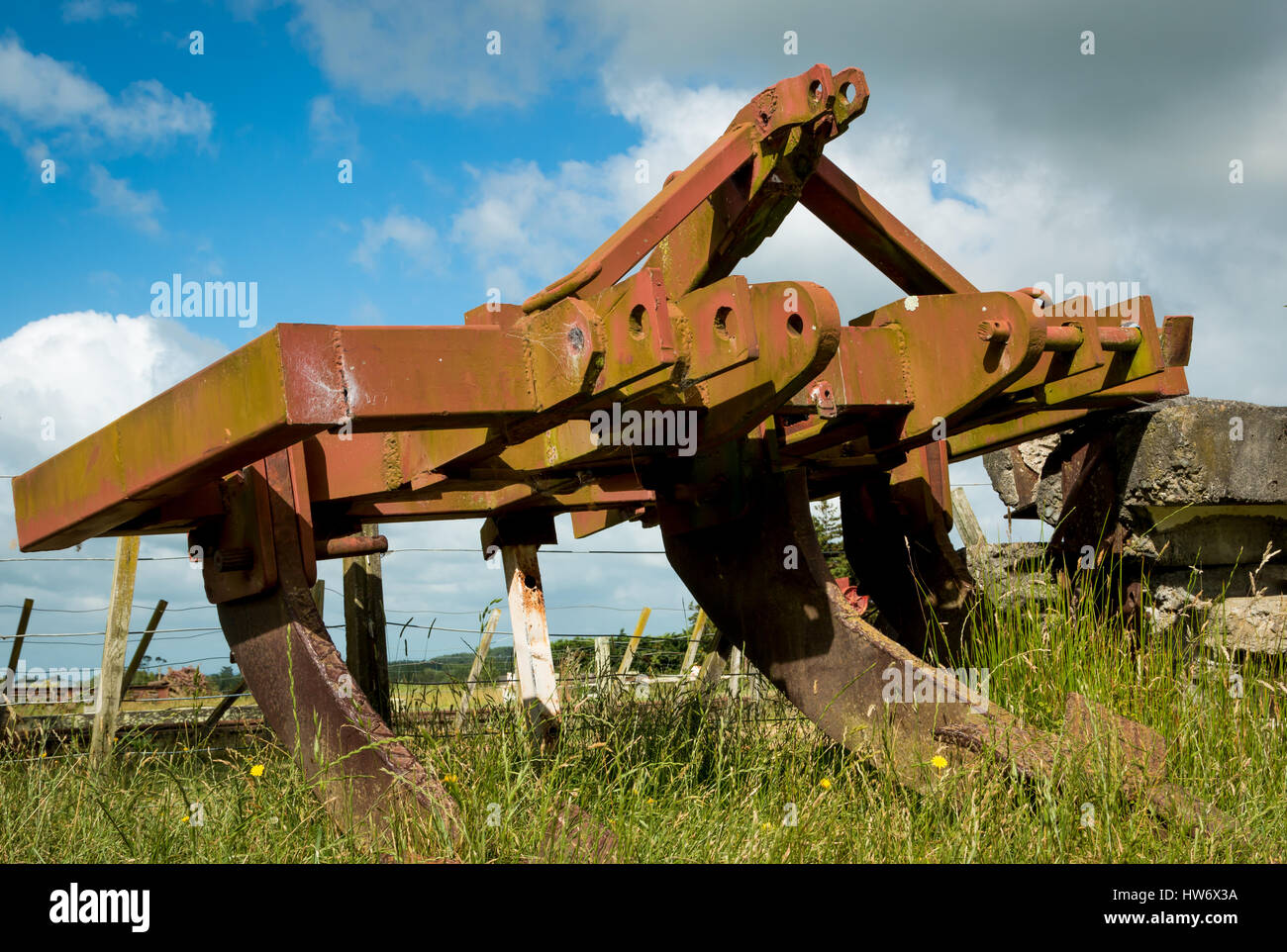 Old ground ripper used by an old steam tractor in days gone by Stock ...
