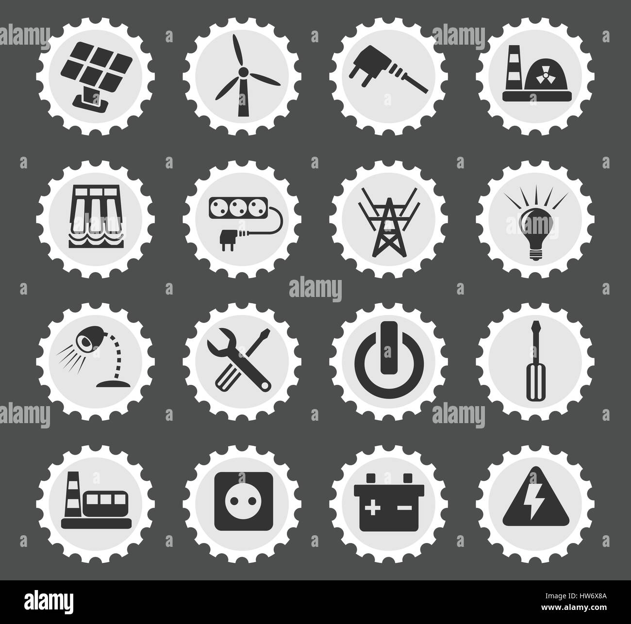 electricity web icons for user interface design Stock Vector Image ...
