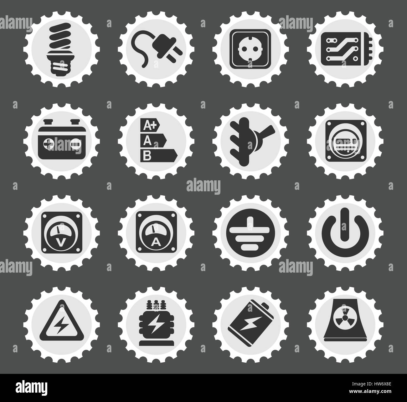 Electricity simple icons for web and user interface Stock Vector Image ...