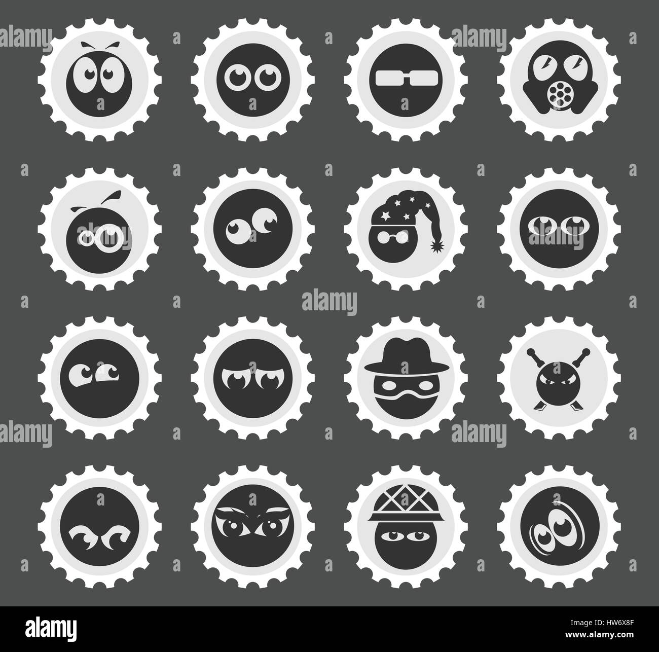 Emotions and glances simply symbols for web and user interface Stock ...