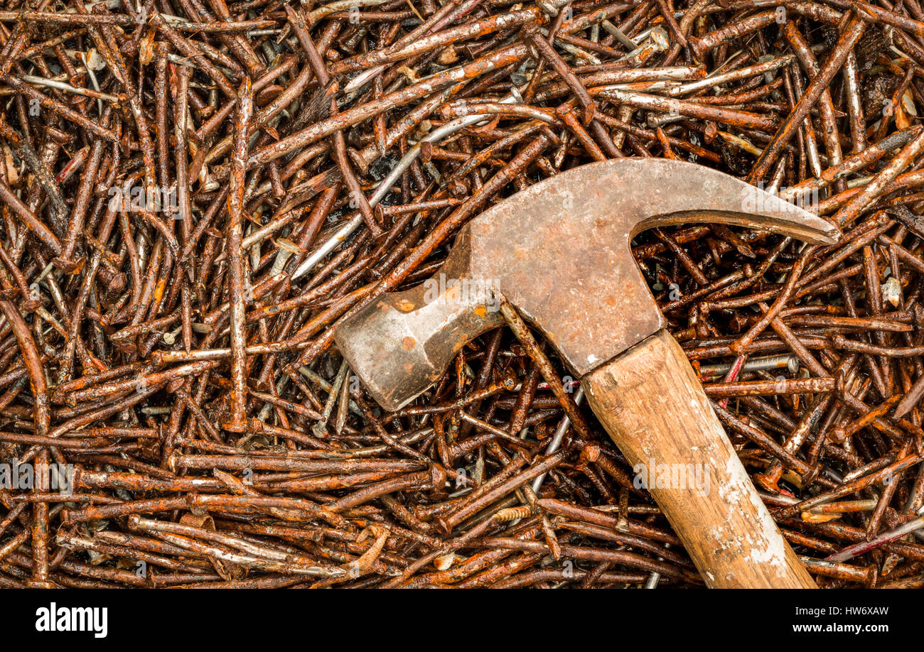 Full frame image of rusted and used nails Stock Photo - Alamy