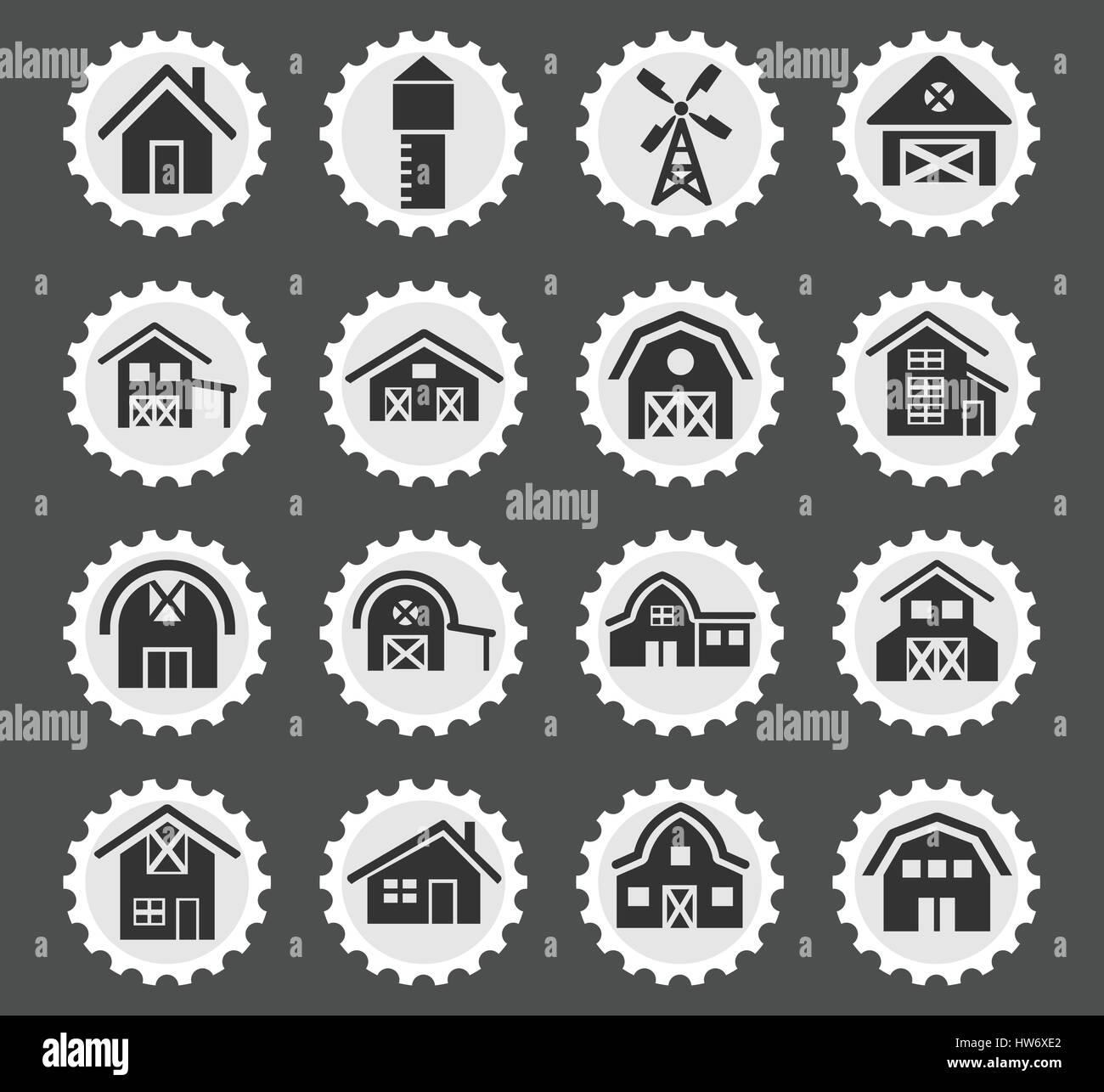 farm building web icons for user interface design Stock Vector Image ...