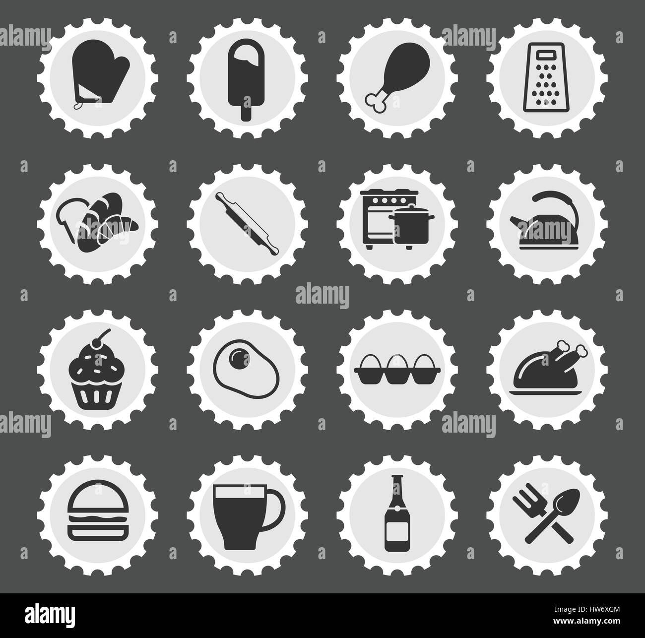 Food and kitchen simple icons for web Stock Vector Image & Art - Alamy