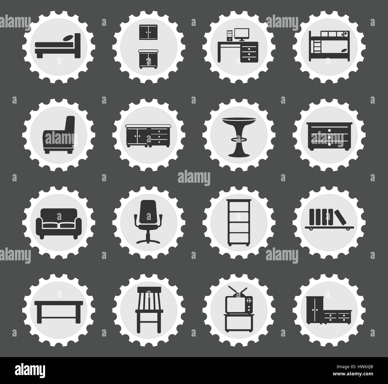 Furniture simply symbols for web and user interface Stock Vector Image ...