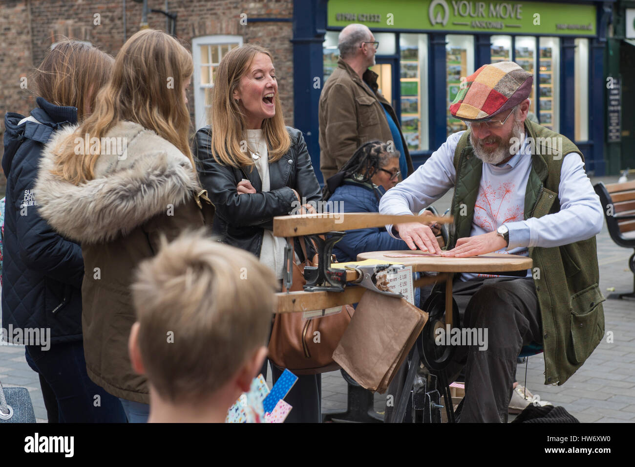 King's Square, York, England, UK. Male street artist (Pedally Steve ...