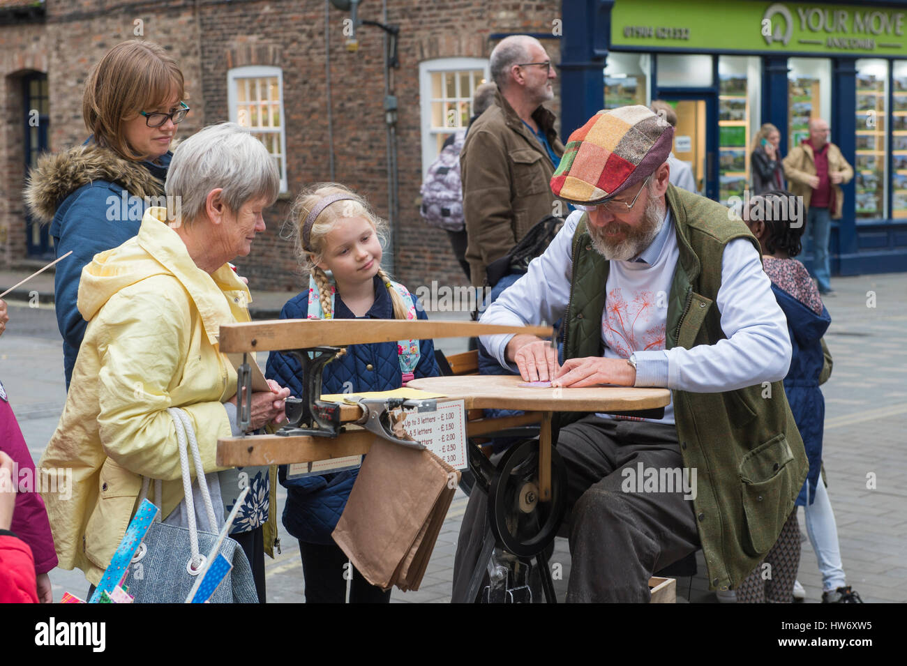 King's Square, York, England, UK. Male street artist (Pedally Steve ...