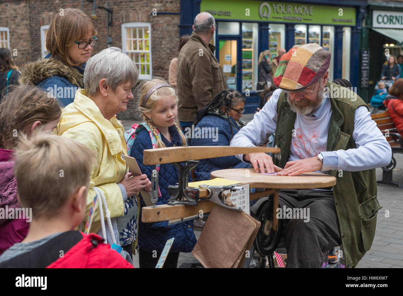 King's Square, York, England, UK. Male street artist (Pedally Steve ...