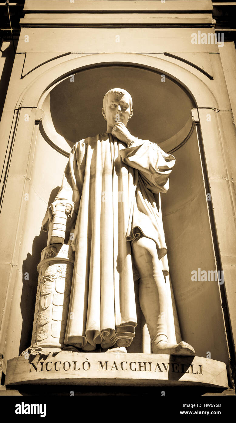 Architectural detail of statue depicting Niccolo Macchiavelli in ...