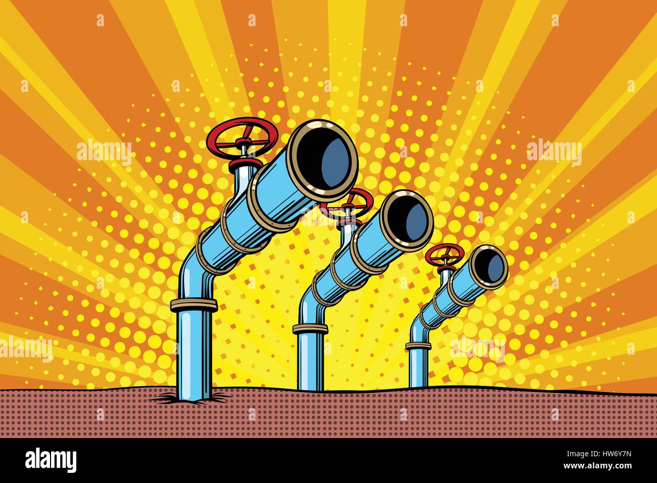 Three oil pipes. Pop art retro comic book vector illustration. Resource ...