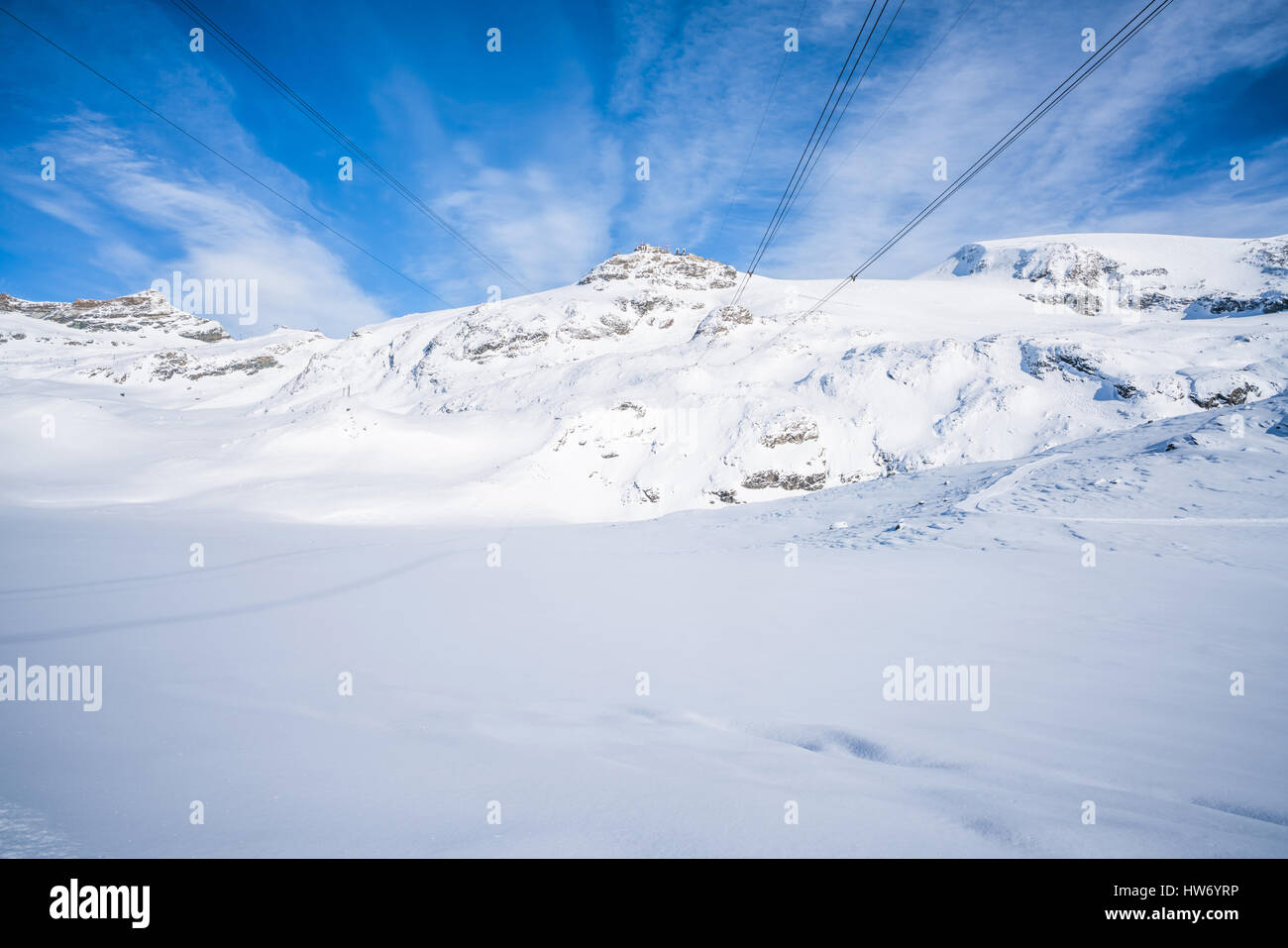 Plateau Rosa peak seen from Cime Bianche, Cervinio ski resort, Italy ...