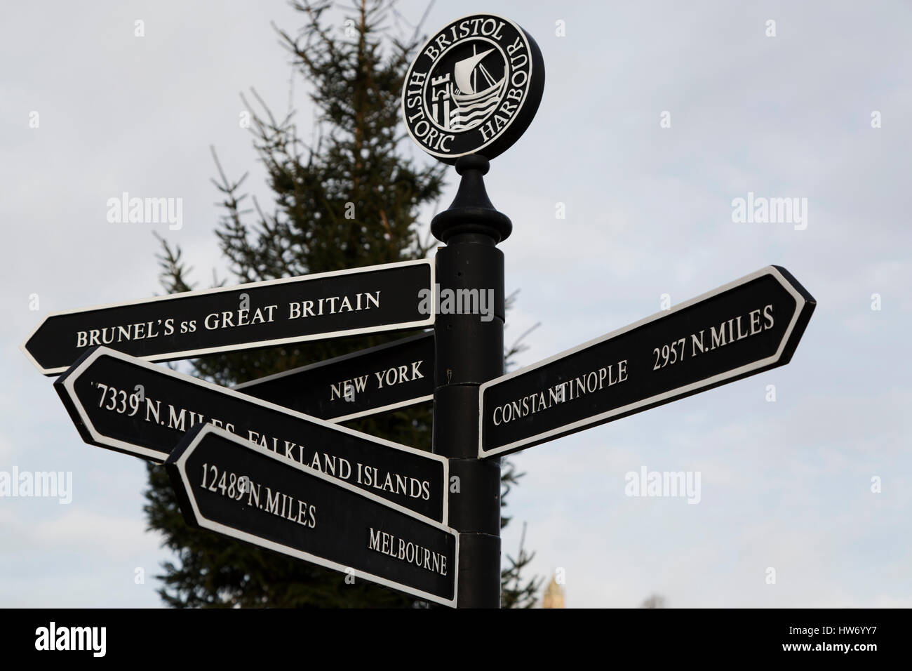 Sign post pointing to Constantinople, New York, Melbourne and the ...