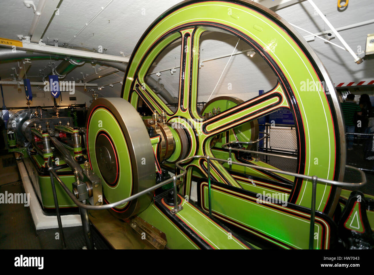 The steam engines that power the opening of the Tower Bridge, a ...