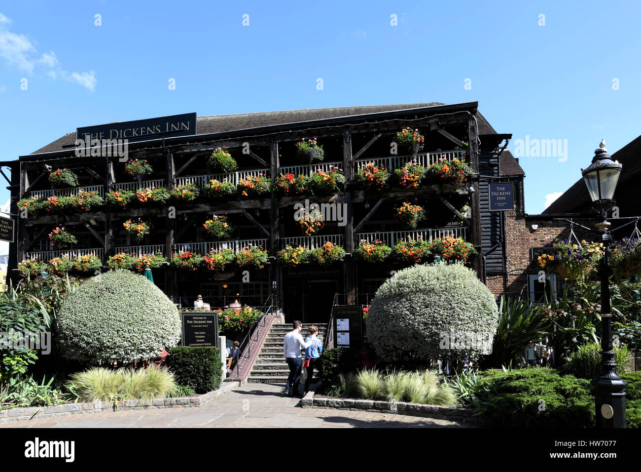 The Dickens Inn pub, St Katherines dock, river Thames, London City ...