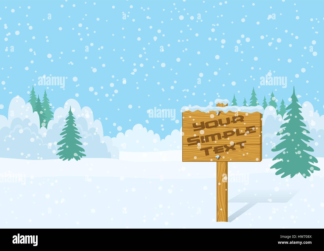 Wood Sign in Winter Forest Stock Vector Image & Art - Alamy