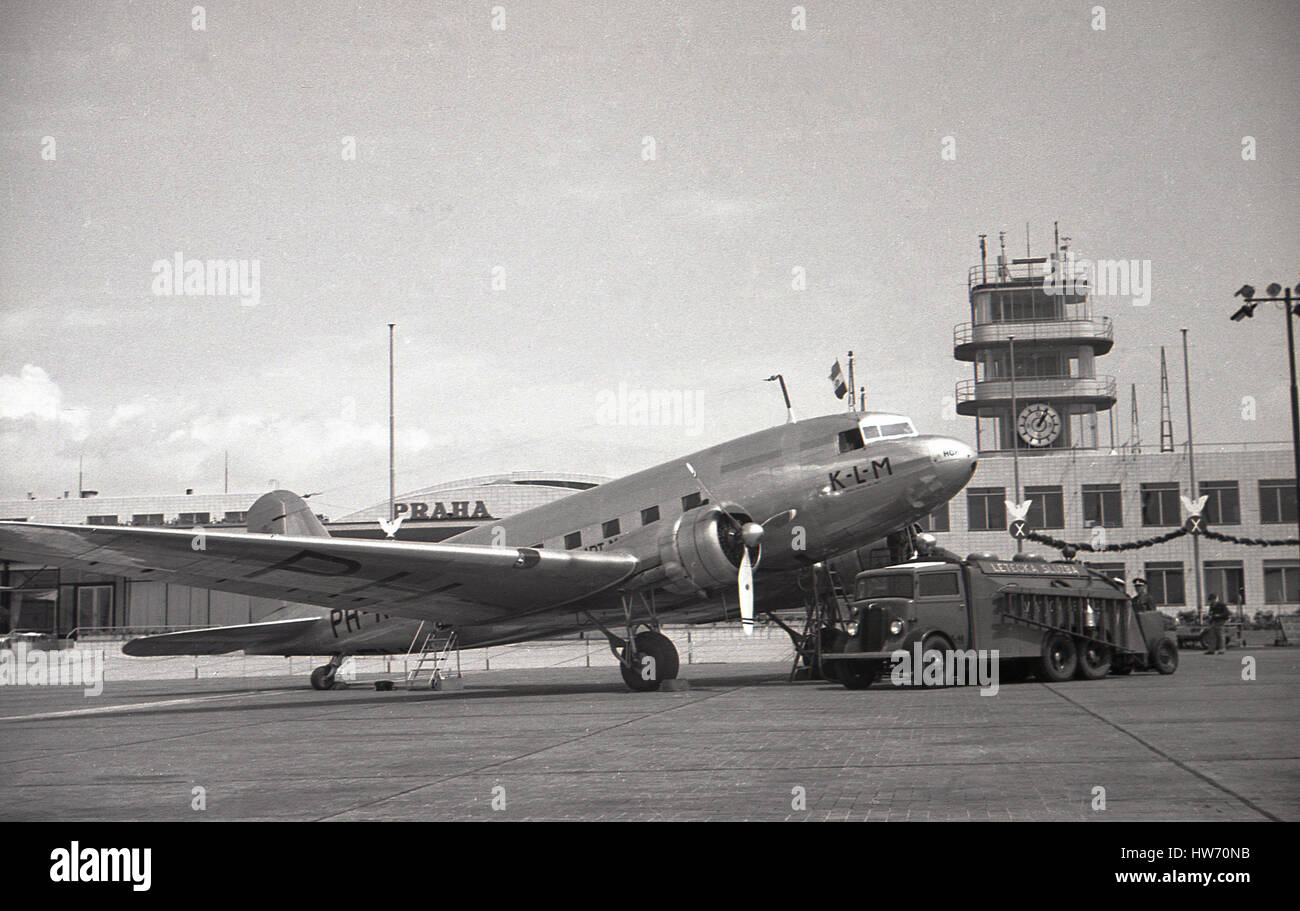 1930s. historical, twin-engine, all-metal, propellered KLM aircraft ...
