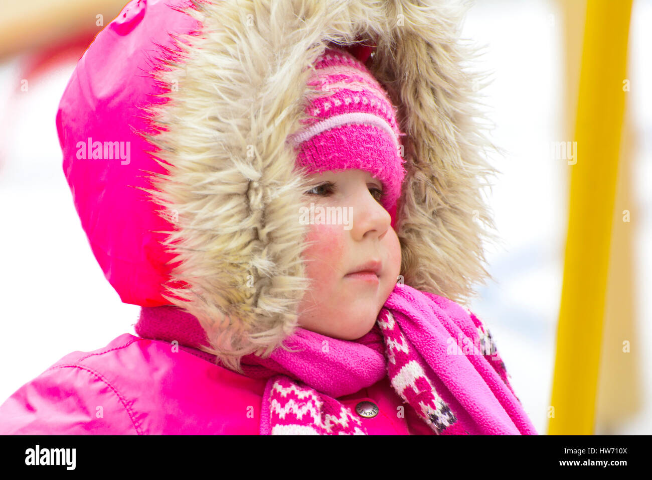 Little children play in the winter on the playground Stock Photo - Alamy