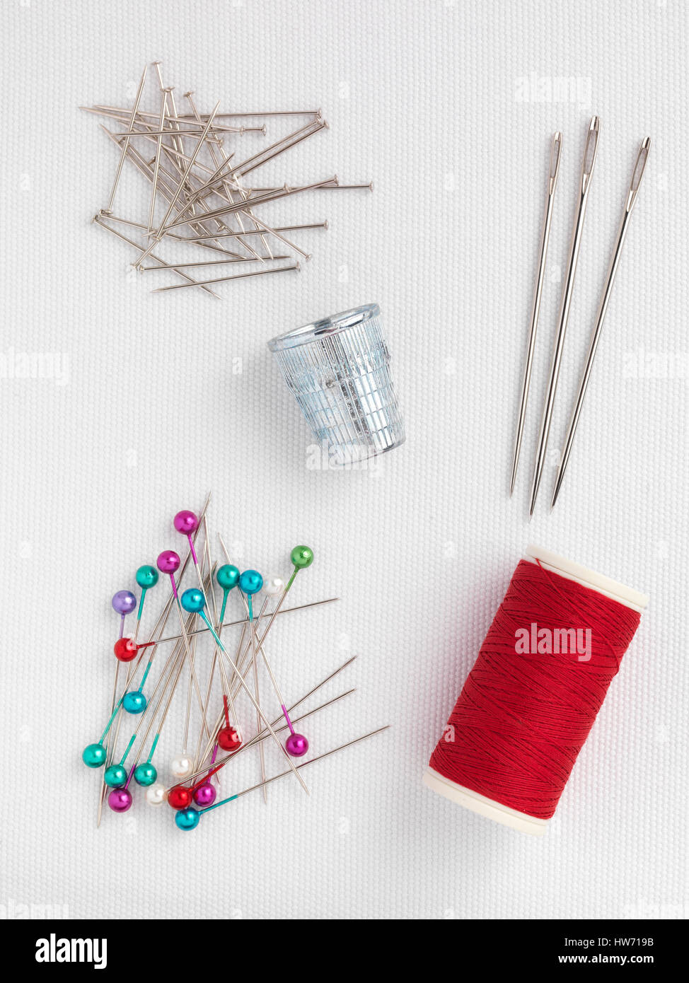 Sewing kit overhead Stock Photo - Alamy