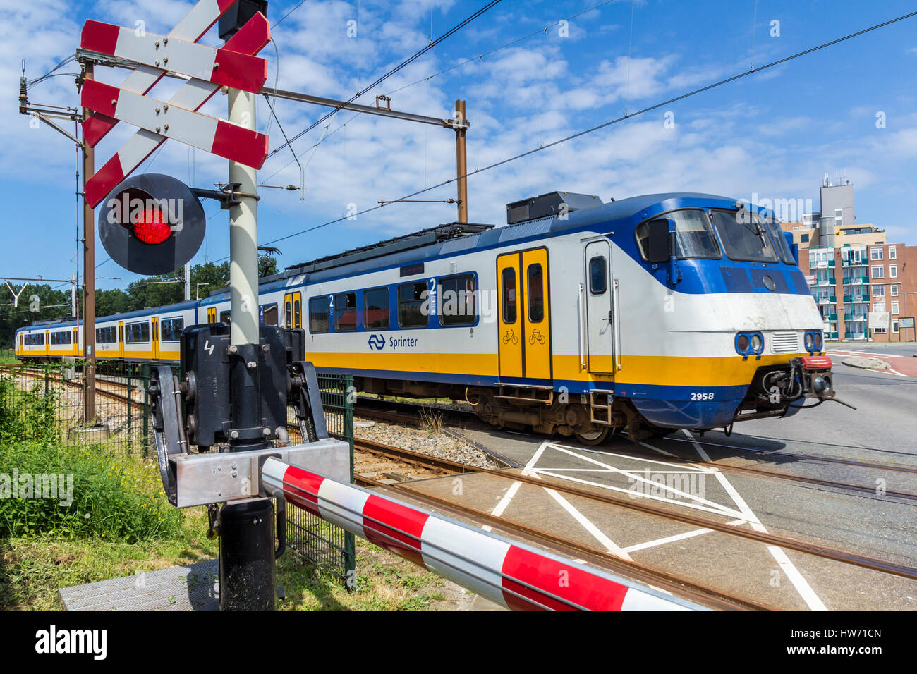 Hoek van Holland, the Netherlands - July 6, 2016: Dutch electric train ...