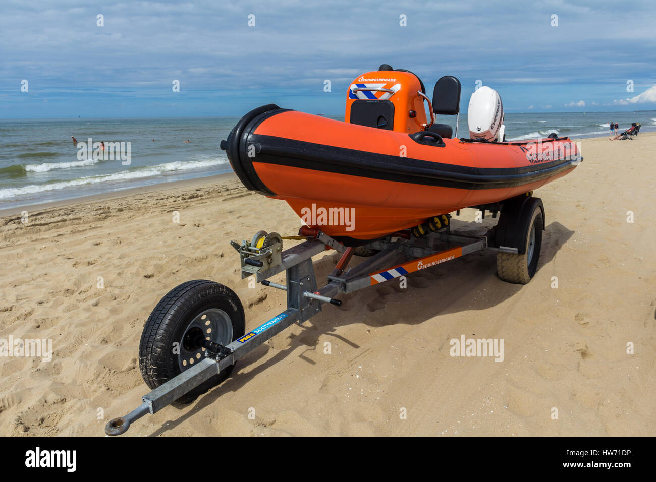 Kijkduin , the Netherlands - July 13, 2016: beach rescue boat on ...
