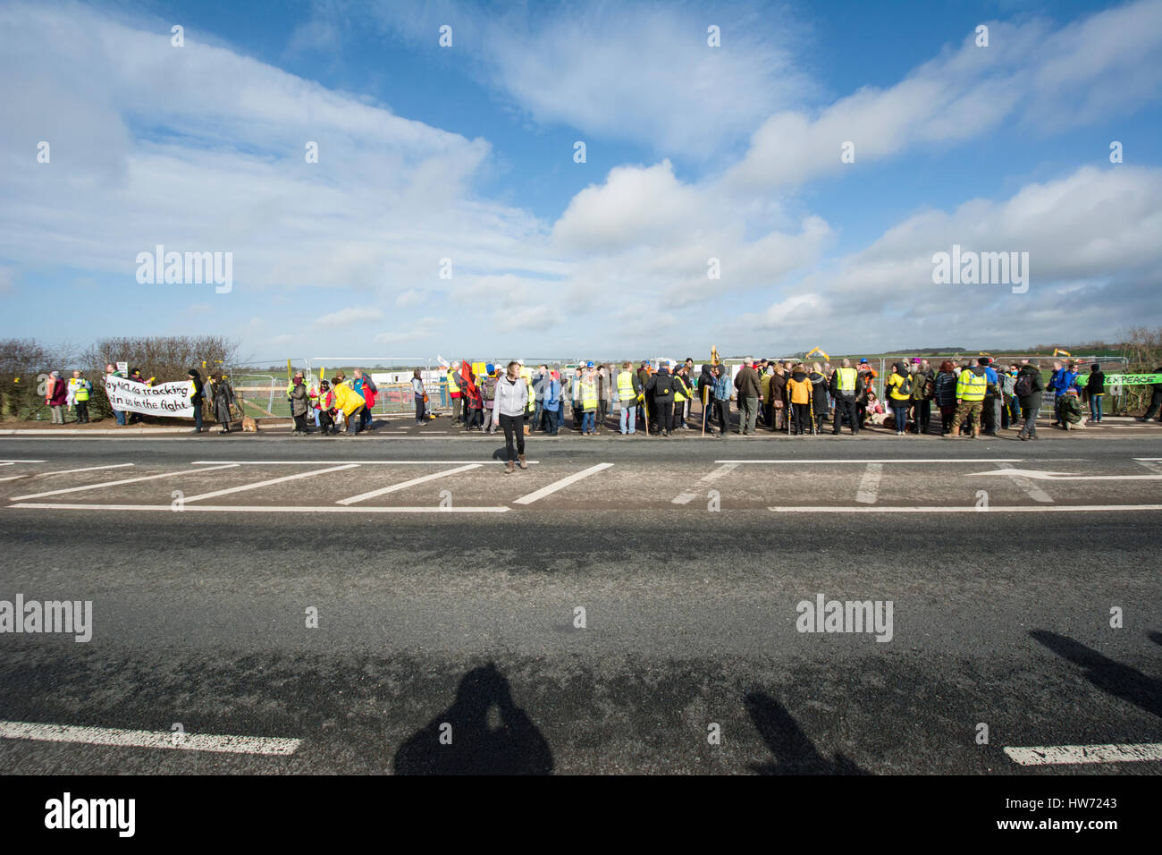 Anti-fracking protesters stand outside Cuadrillas controversial shale ...
