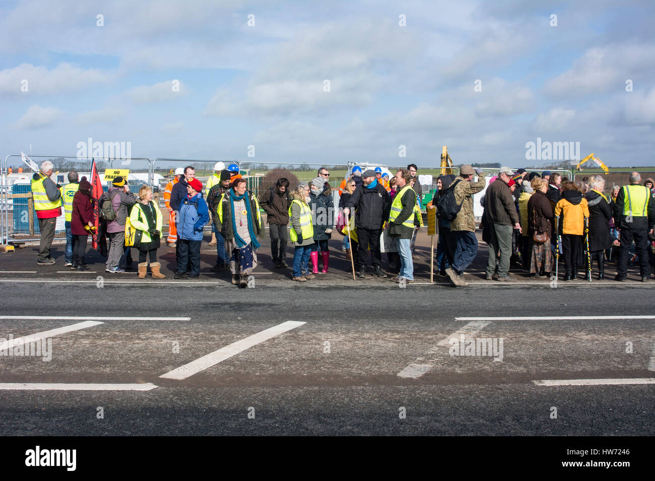 Anti-fracking protesters stand outside Cuadrillas controversial shale ...
