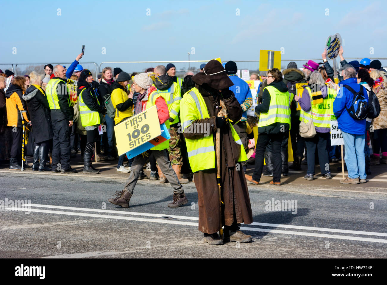Anti-fracking protesters stand outside Cuadrillas controversial shale ...