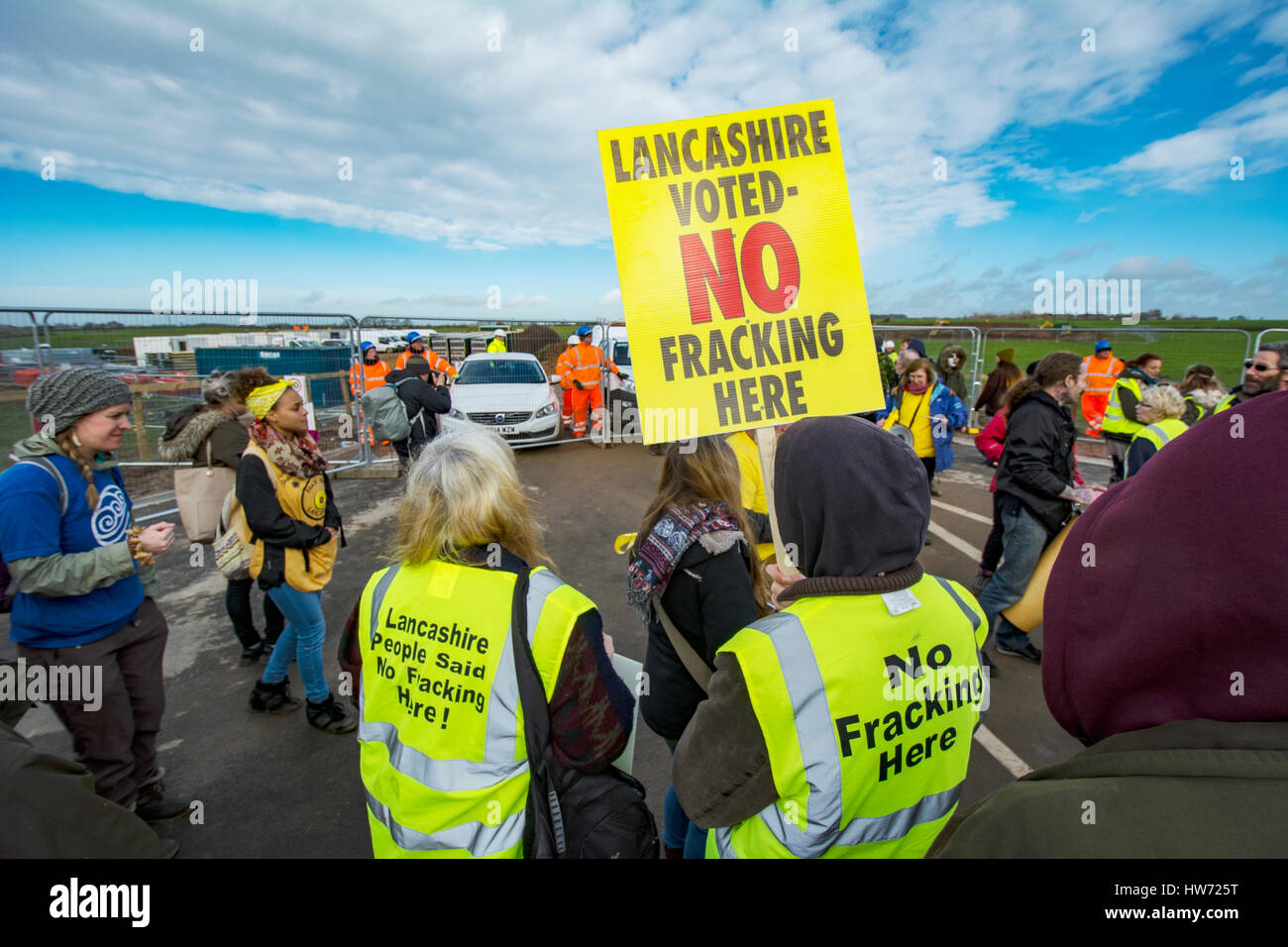 Anti-fracking protesters stand outside Cuadrillas controversial shale ...