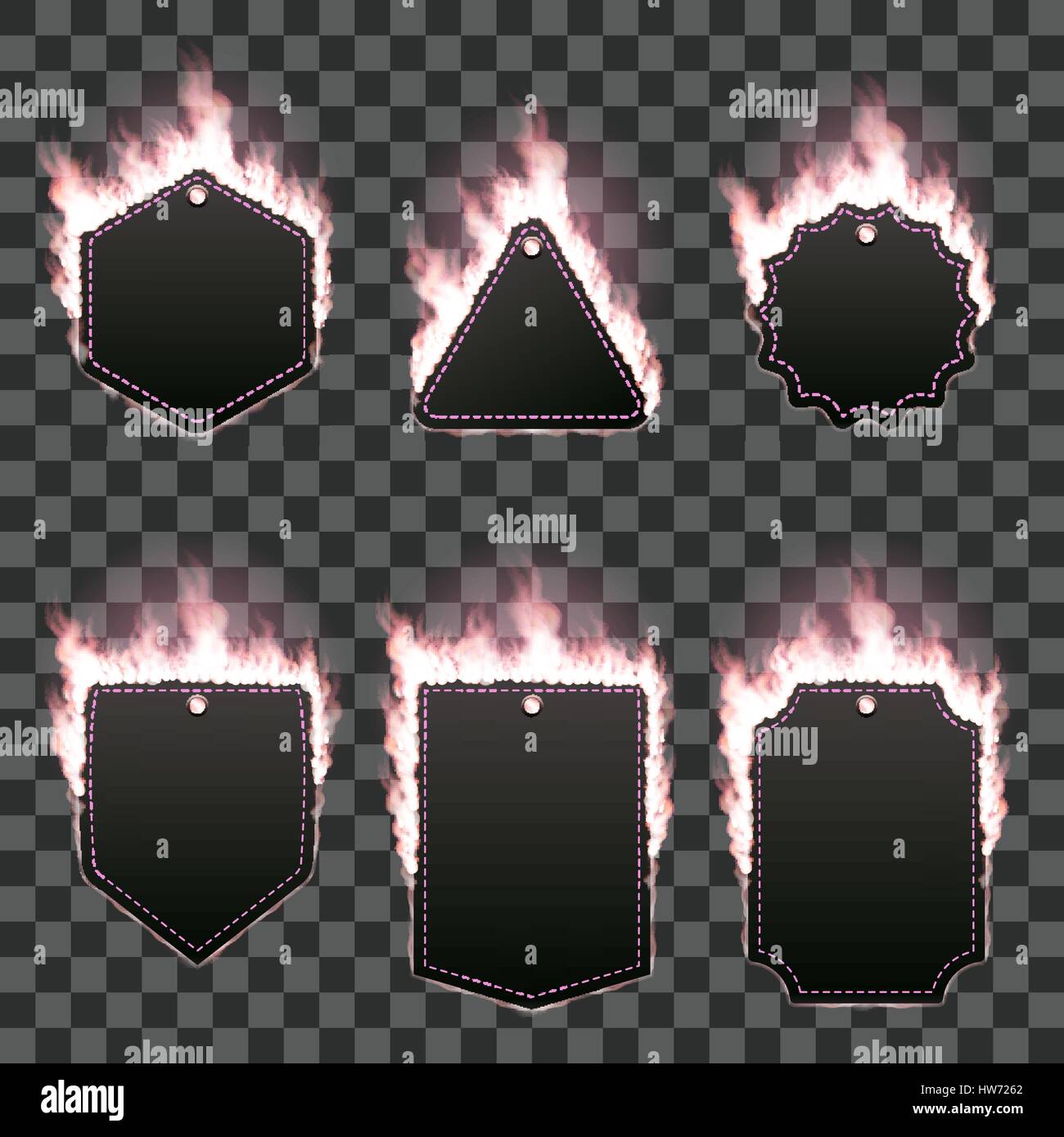 Set of six frames surrounded with pink flame Stock Vector Image & Art ...