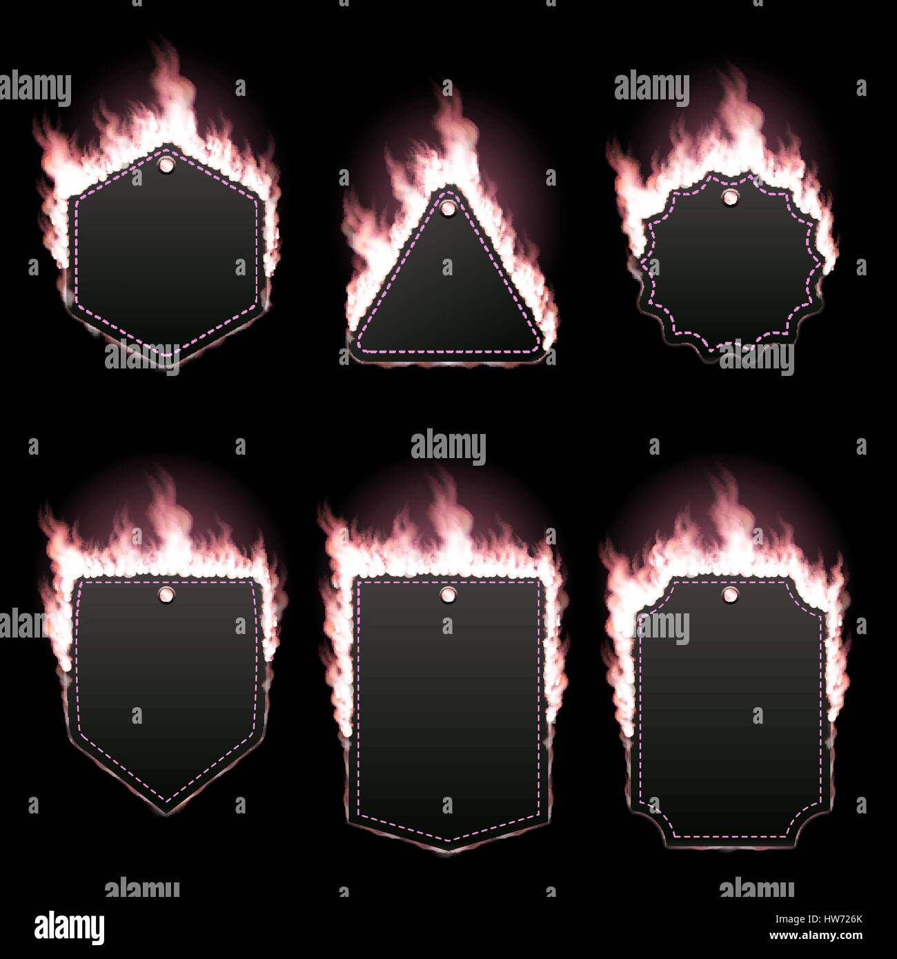 Set of six frames surrounded with pink flame Stock Vector Image & Art ...