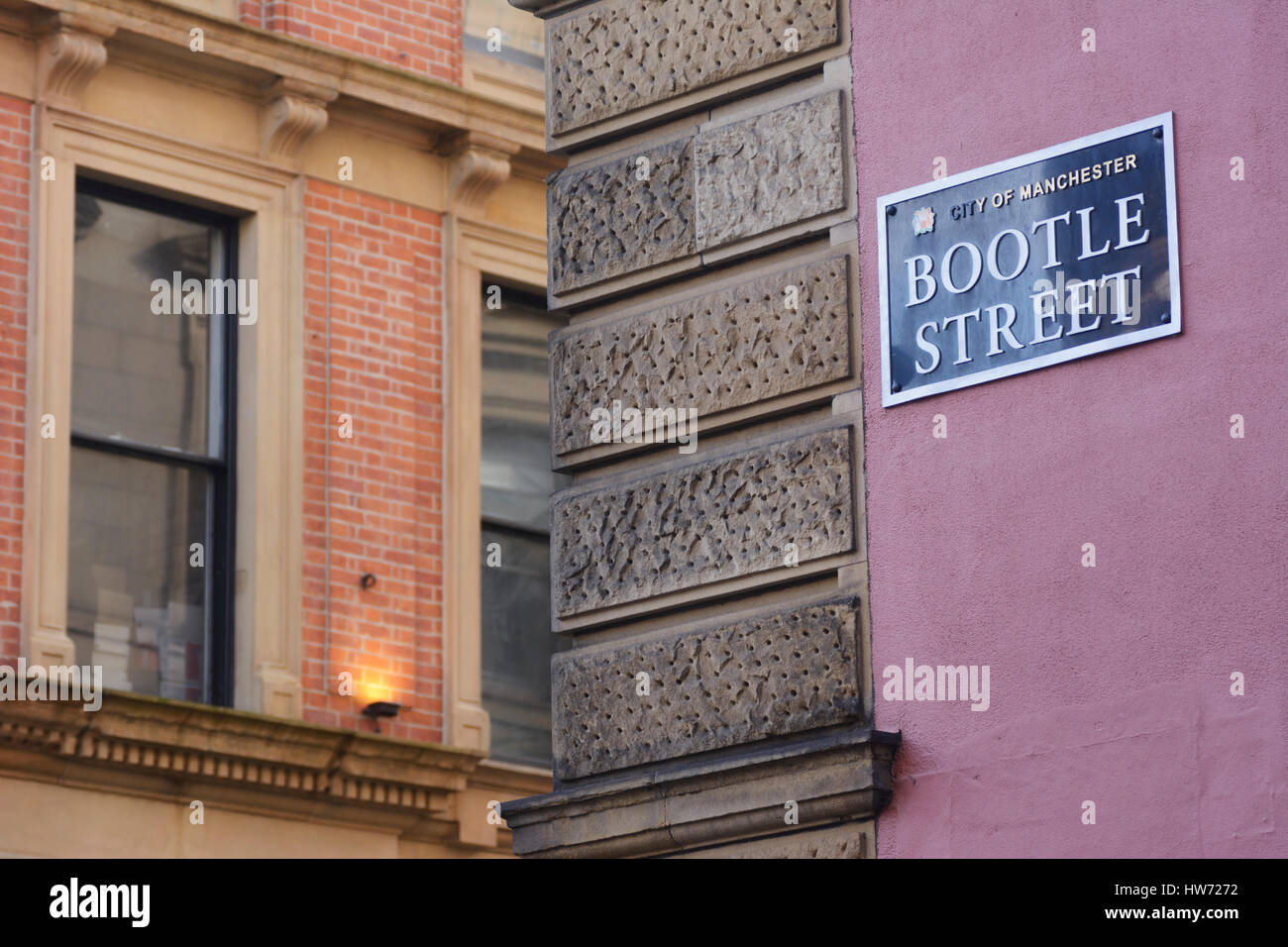 Bootle Street signs in Manchester city centre Stock Photo - Alamy