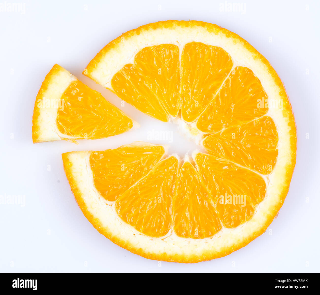 slice of orange isolated on white background. fruit pie chart Stock ...