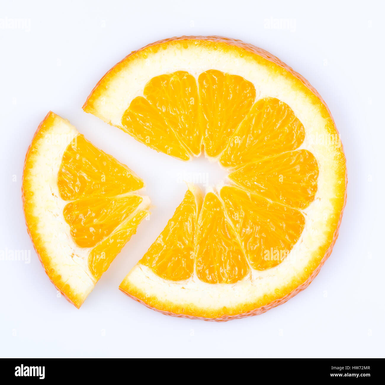 slice of orange isolated on white background. fruit pie chart Stock ...