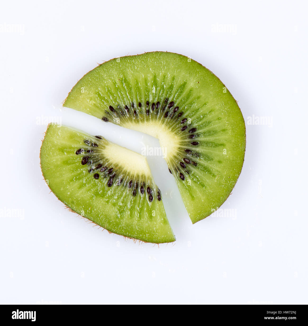 slice of kiwi isolated on white background. fruit pie chart Stock Photo ...