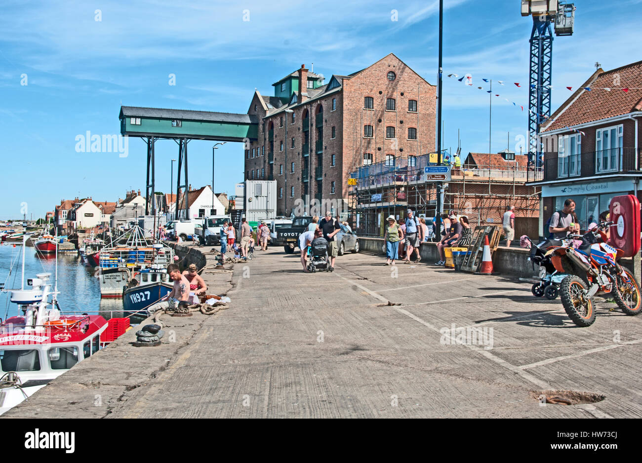 Wells Next the Sea, Granary Quayside, by Harbour, Norfolk Stock Photo ...