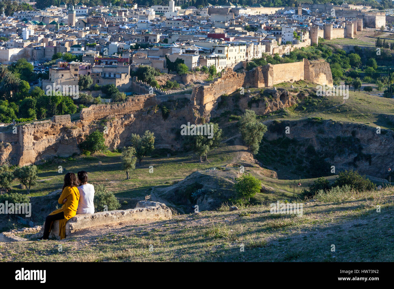 Fes, Morocco. Looking down on Fes El-Bali (the old city) from the ...