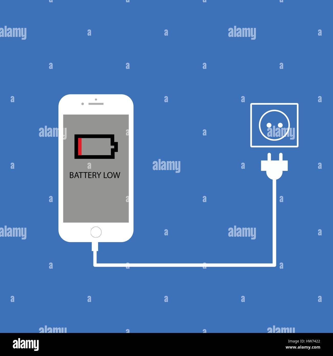 Smartphone with red low battery icon, Mobile phone Low Battery. vector ...