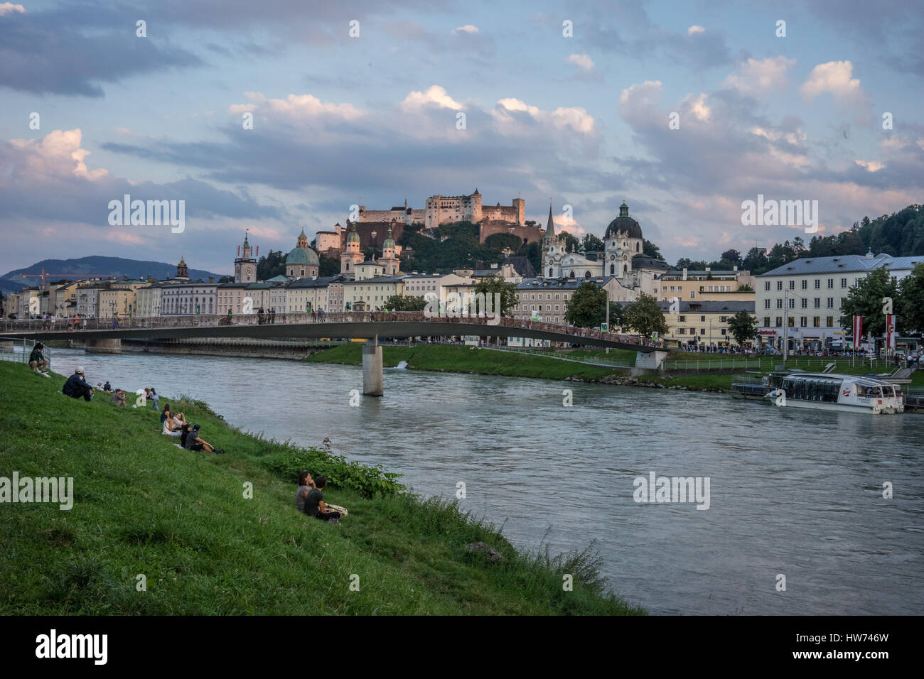Scene from the river Salzach in Salzburg, Austria Stock Photo - Alamy